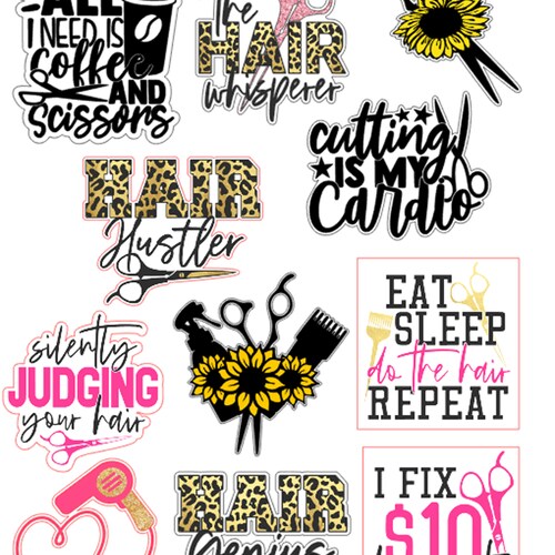 Hair Stylist Vinyl Sticker Sheet3 11 Stickers - Etsy