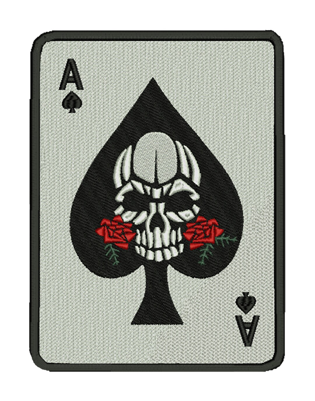 Ace of Spades Skull With Roses Embroidered Patch - Etsy