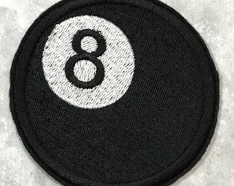 FLAMING EIGHT BALL Patch Iron-on Embroidered Applique Billiards Pool ...