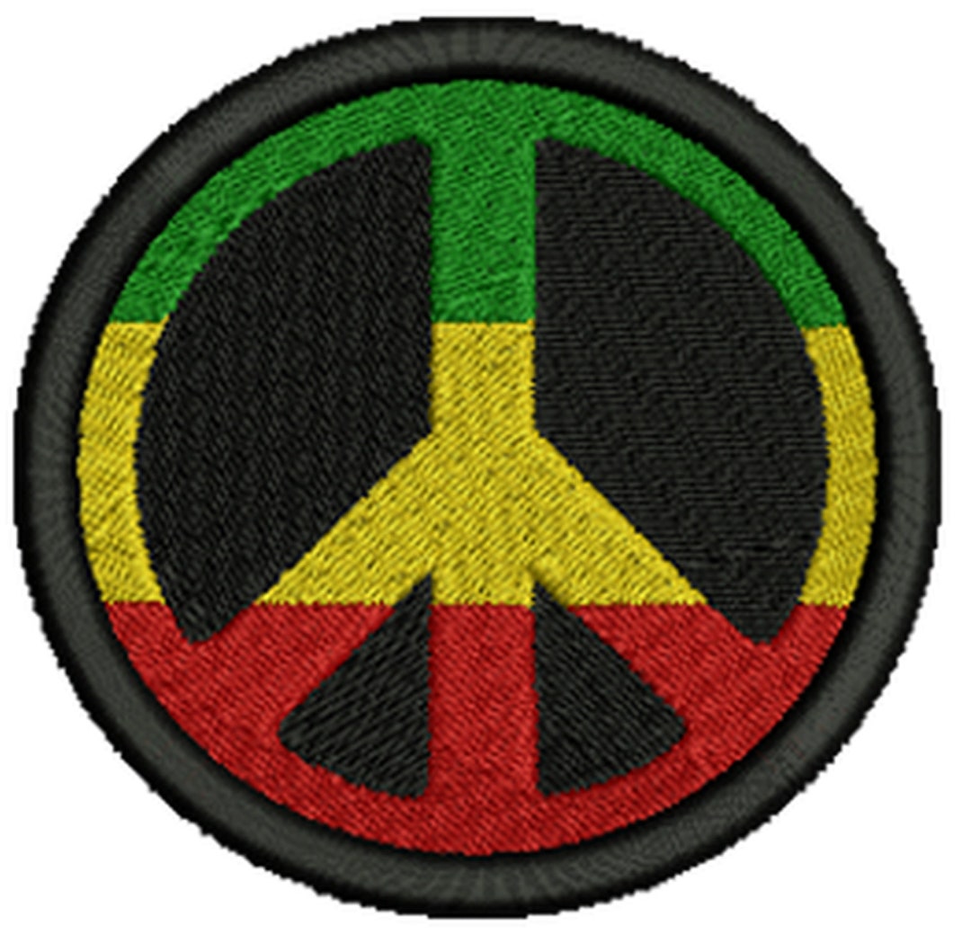 Rasta Peace Sign Embroidered Patch - Etsy
