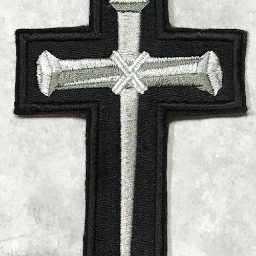 CHRISTIAN CROSS PATCH White/black Iron-on Embroidered Crucifix - Etsy