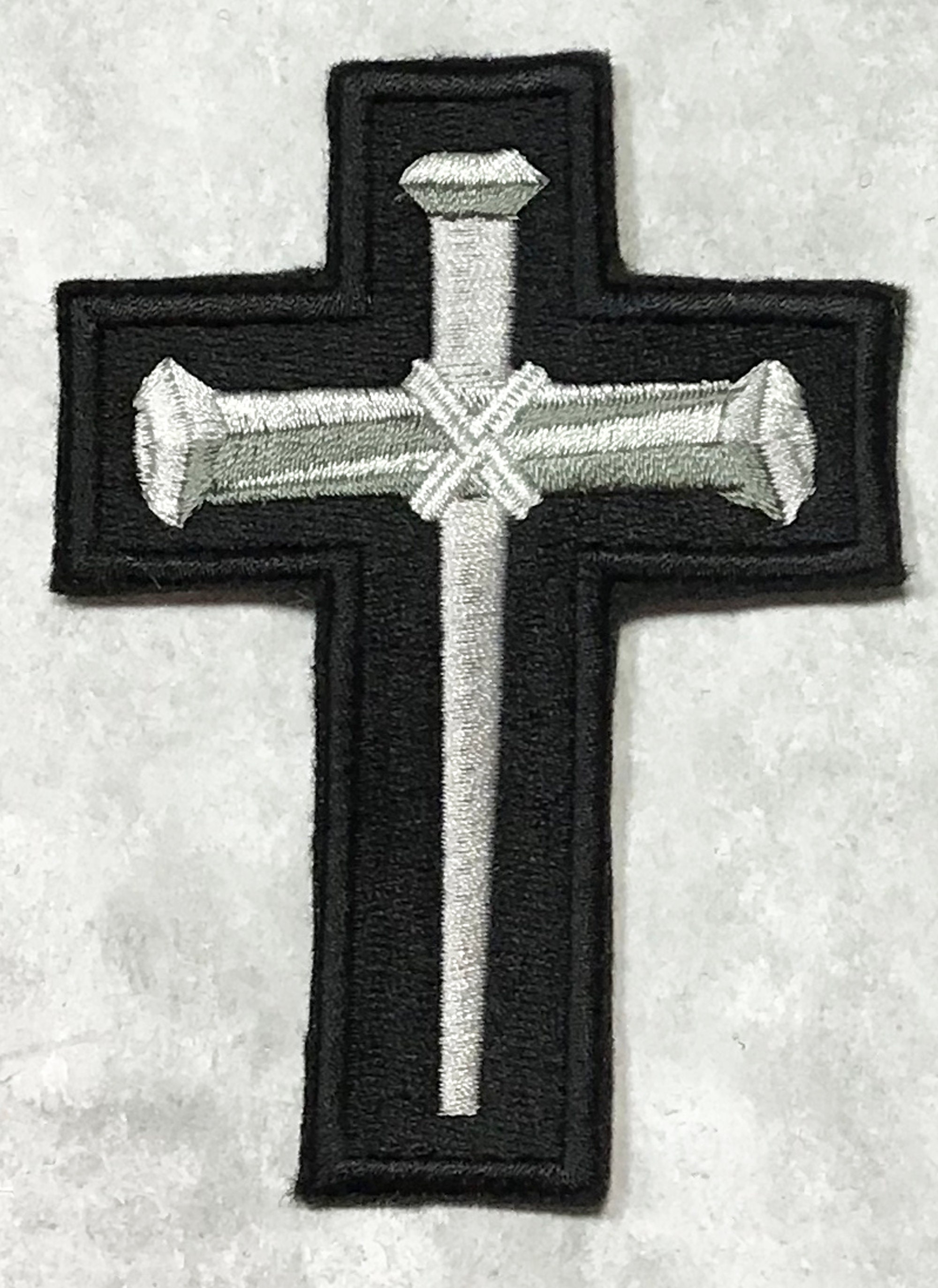 Gray Nail Cross Embroidered Patch - Etsy