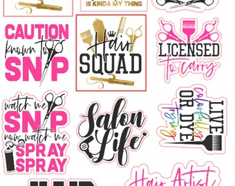 Hair Stylist Vinyl Sticker Sheet3 11 Stickers | Etsy