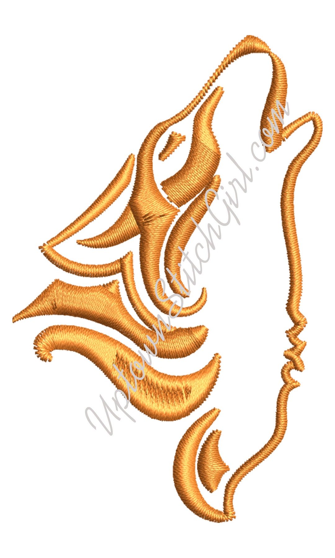 Howling Wolf Embroidered Design/ Download - Etsy