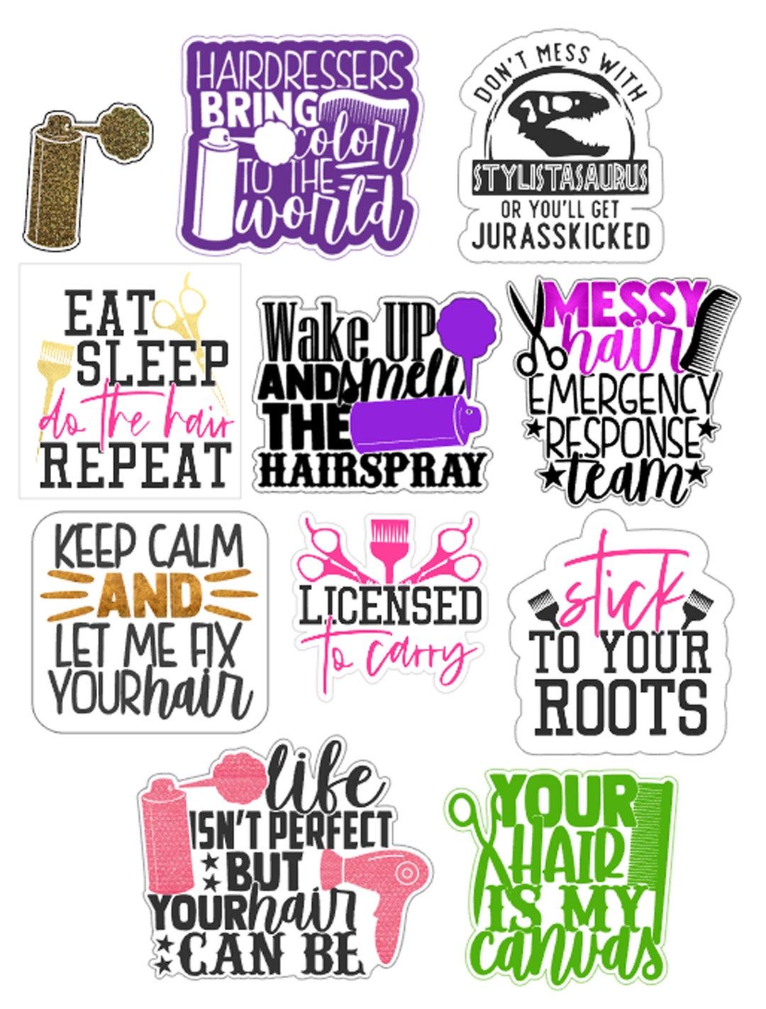 Hair Stylist Vinyl Sticker Sheet3 11 Stickers - Etsy