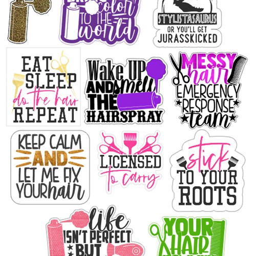 Hair Stylist Vinyl Sticker Sheet3 11 Stickers - Etsy