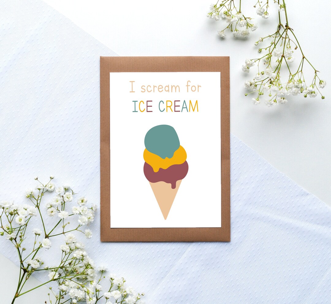 Postcard i Scream for Ice Cream, Summer, Ice Cream - Etsy