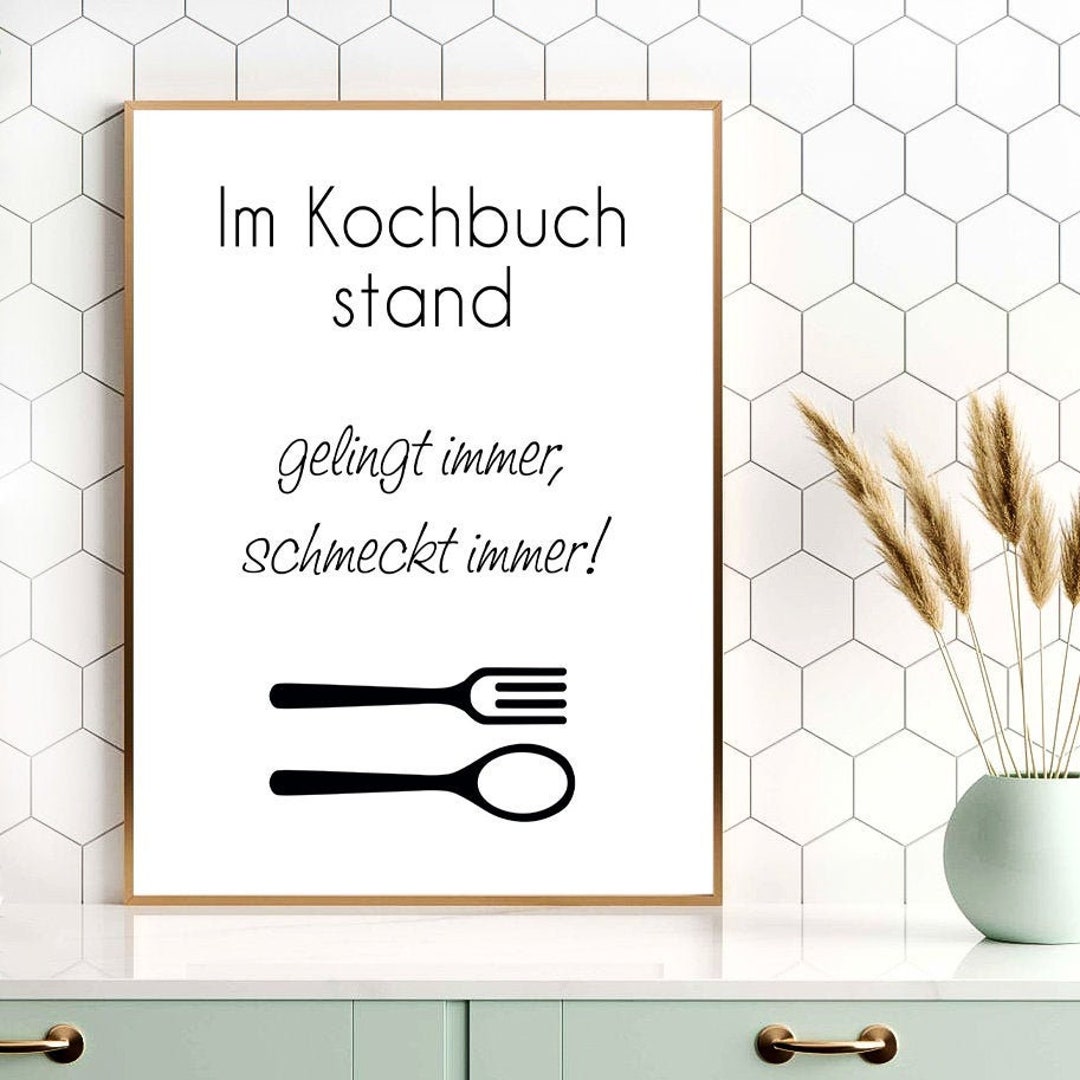 Poster "In het Kookboek" | Digitale download | Koken, Keukenmotto ...
