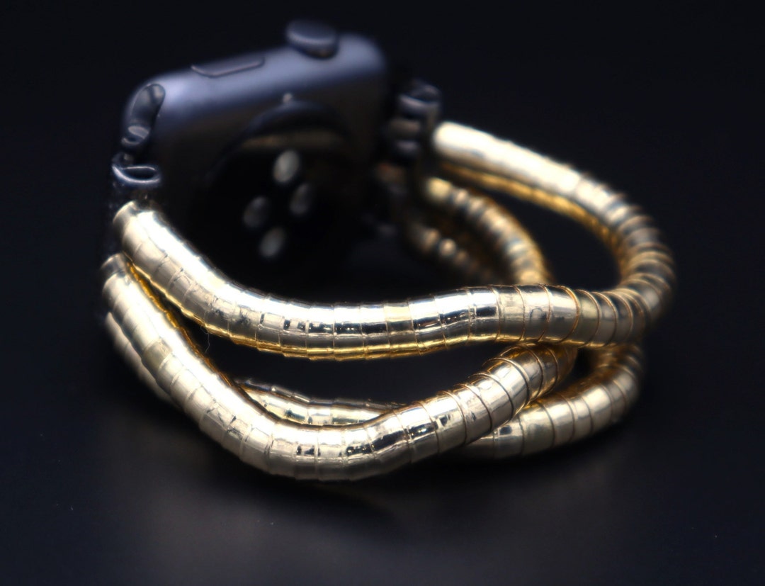 Handmade Gold Flex Metal Elastic Snake Band Apple Samsung Fitbit Google ...