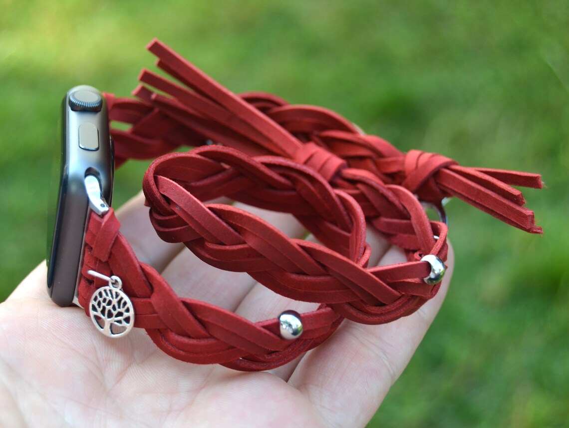 Handmade Braided Genuine Leather Watchband With Charms Wrap Band for ...