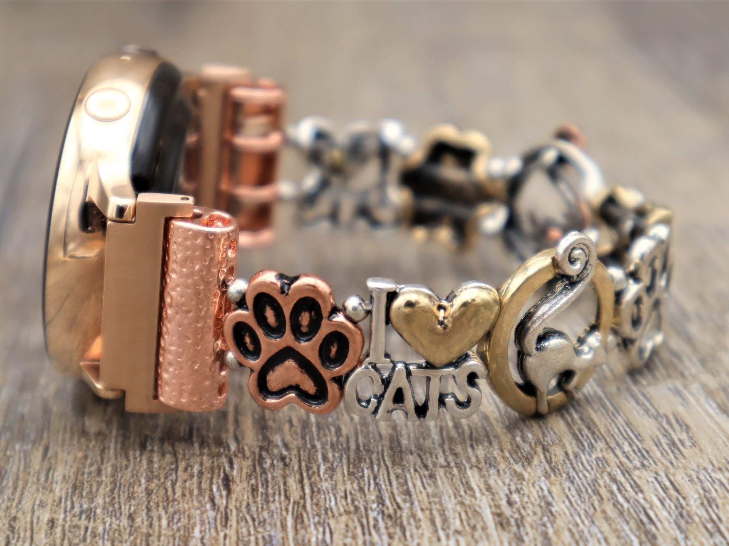Handmade Three Colors Best Friend Cat Apple Samsung Fitbit Watchband ...