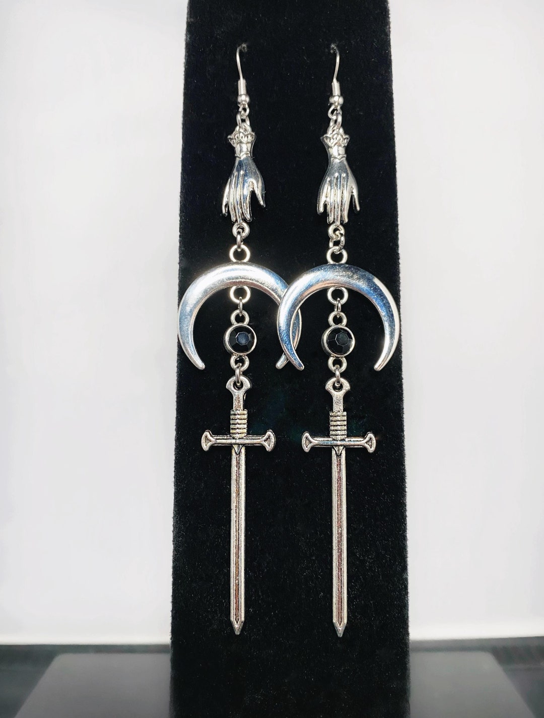 Minerva:crescent Moon, Sword Dagger Black Rhinestone With Hand Symbol ...