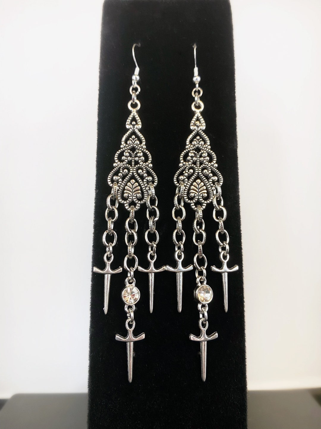 Tower of Daggers: Sword Dagger, Chains and Rhinestone Chandelier Dangle ...