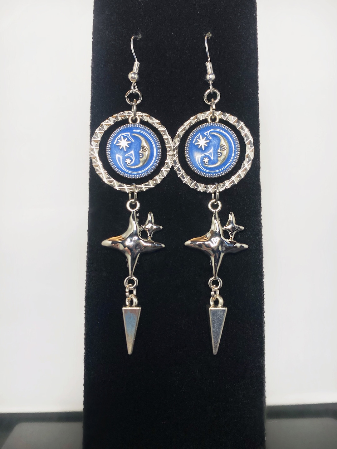 Luminosa Nox: Celestial Silver Moon, Stars and Spikes Gothic Night Y2K ...