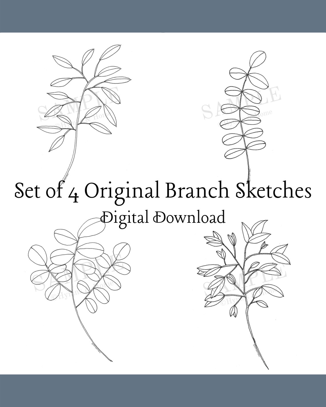 Branch Sketches, Set of 4 | Original Artwork | Neutral Gallery Wall Art ...