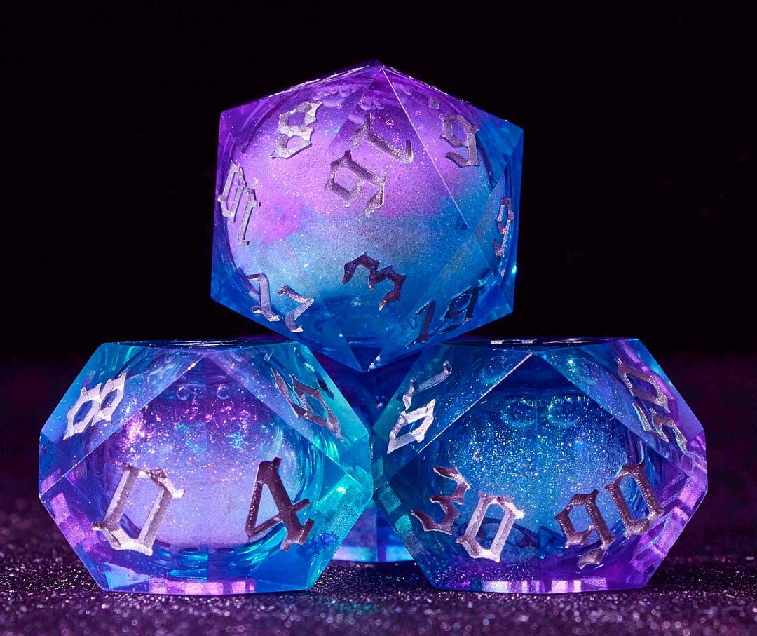 Gothic Purple Blue Liquid Core Dice, Magic Game Dice Set, Dice D20,chromatic Dragon Eye Dice Set ...