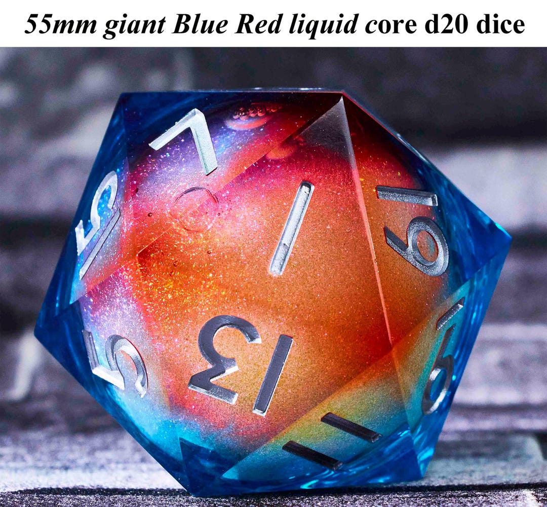 Blue Foil Giant Liquid Core Dice D20 ,gorgeous Chonk D20 , Large Liquid ...