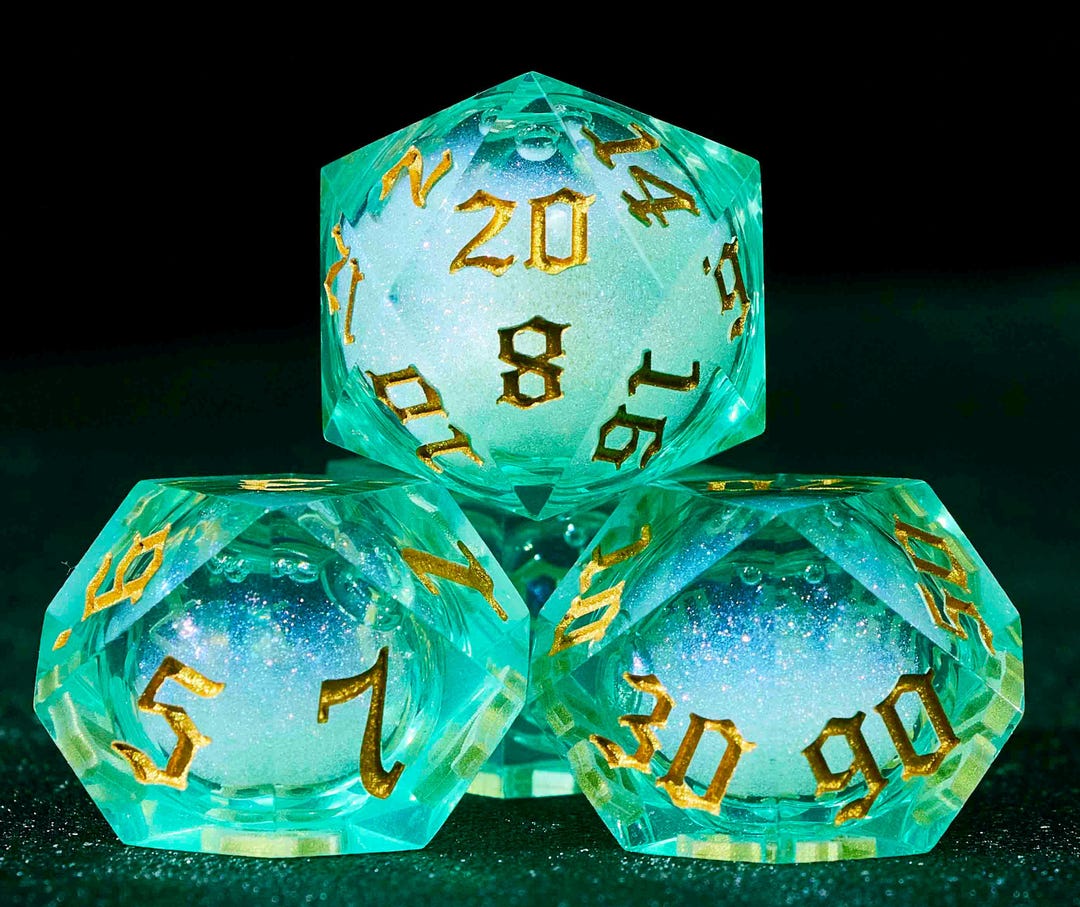 Very Cool Green Liquid Core Dice Set for D&d Campaign, Superior Quality Dragon Eye Dice Set for ...