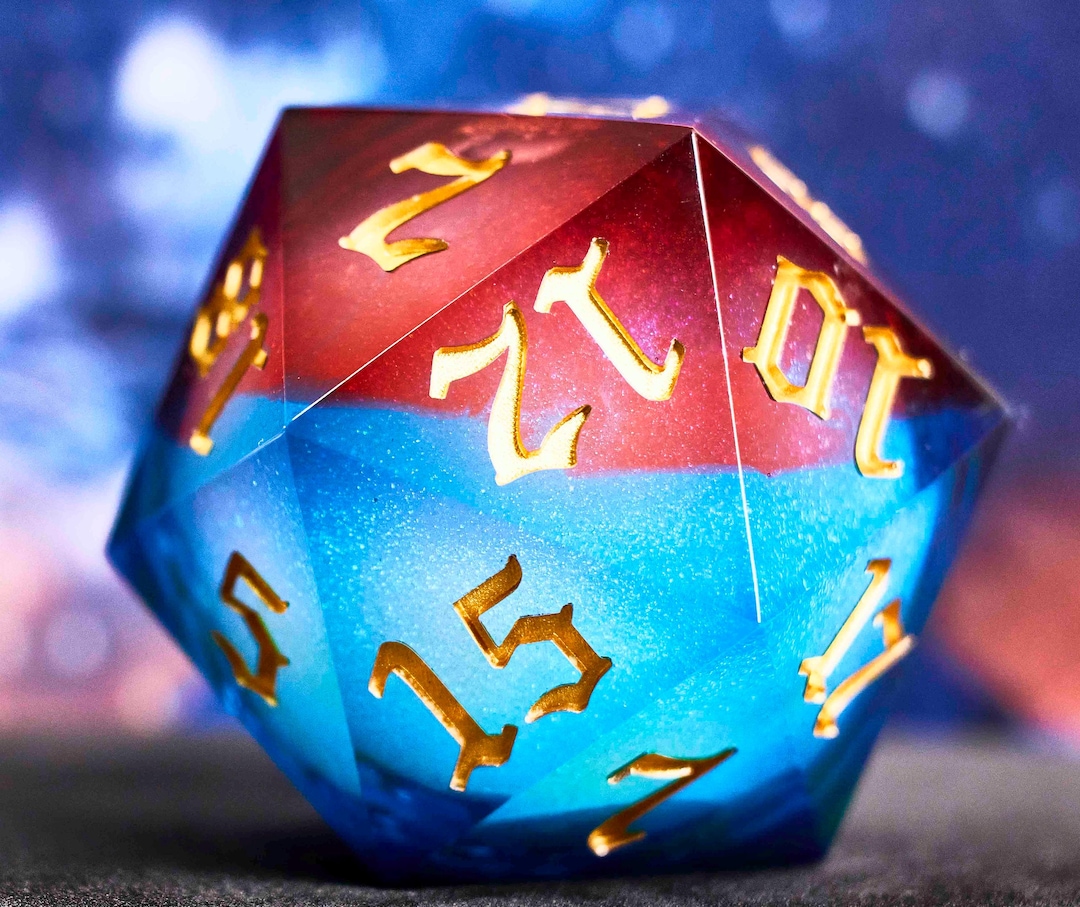 Red Blue Giant Liquid Core Dice D20, Gorgeous Chonk D20 Dice, Amazing Liquid Core D20 D&d Dice ...