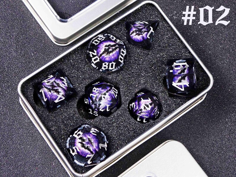 Liquid Core Dnd Dragons Eye Dice Set for Halloween Gift, Full Dice Set ...