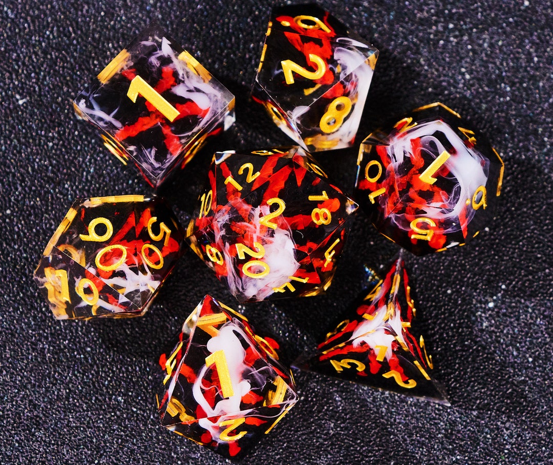 Red Volcano Dice Set for Role Playing Games, Handmade Dungeons and ...