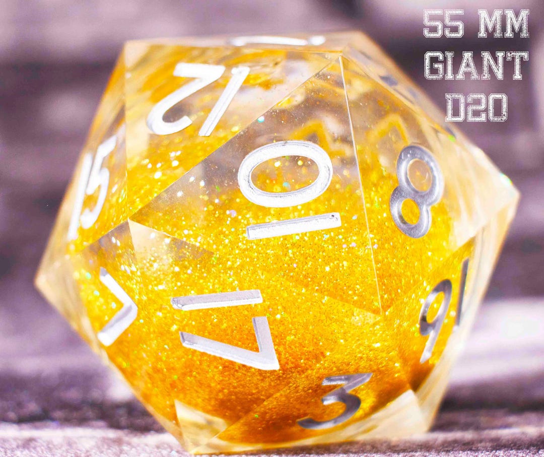 Gold Giant Liquid Core Dice D20, Superior Quality Chonk D20 for Dnd Present, Large D20 D&d Dice ...