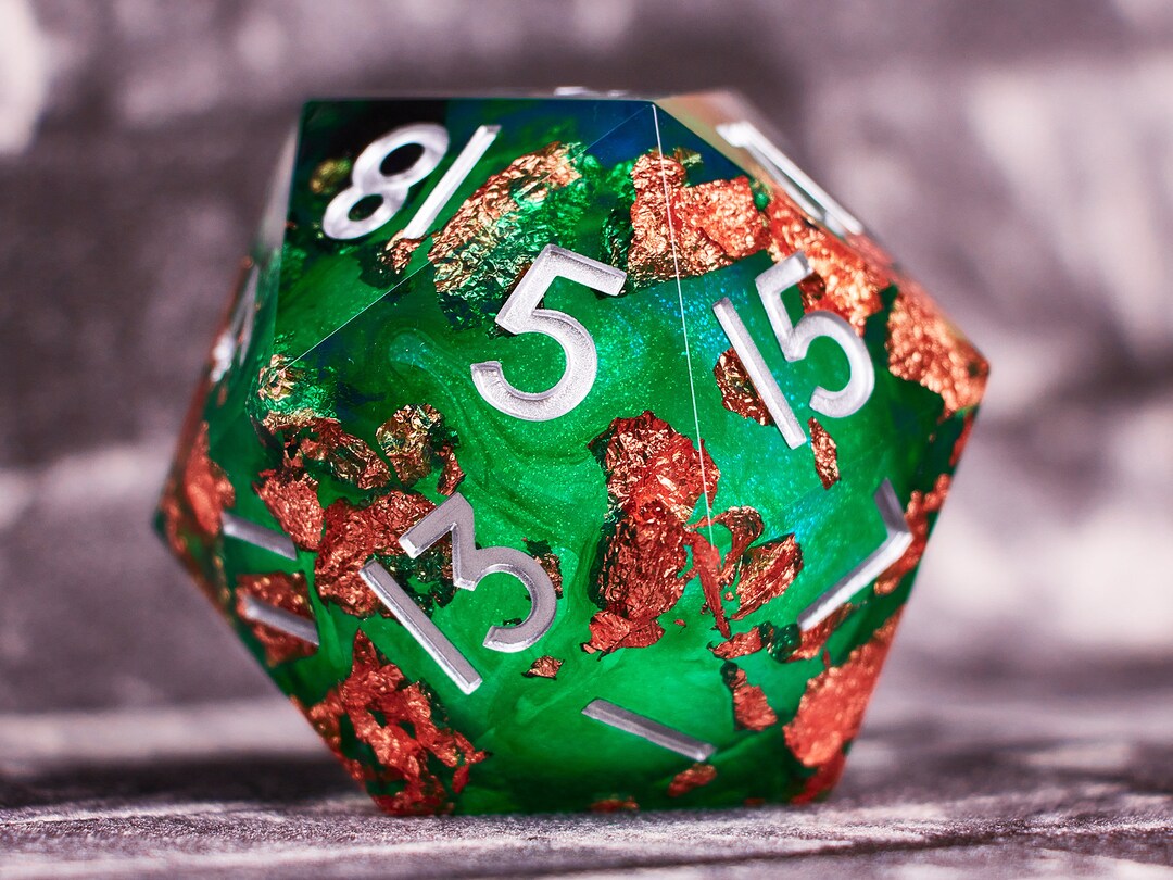 Green Goil Giant D20 Liquid Core Dice D20, 55mm Big D20 Dice Gift ...