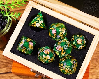 Victorian Tearoom Floral Handmade Resin Sharp Edge Dnd Dice Set With ...