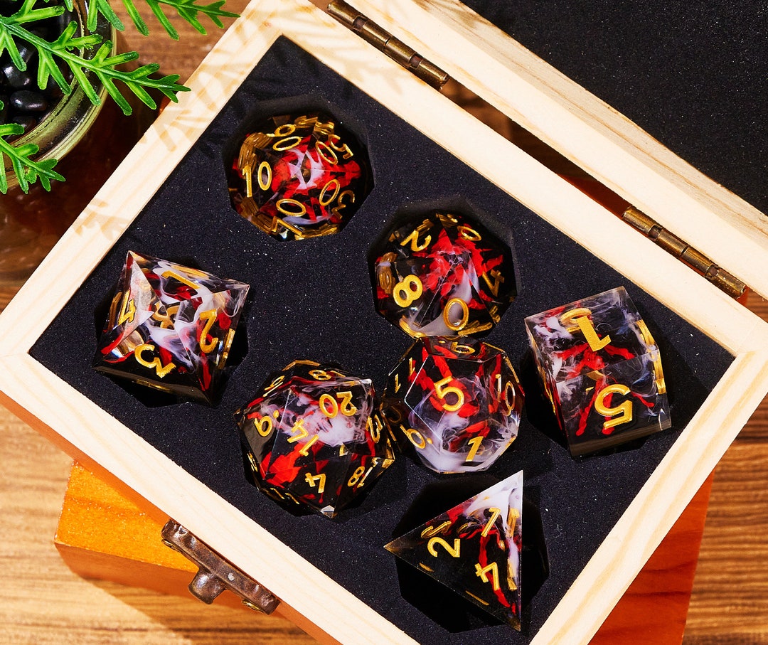 Volcano Dnd Dice Set for Role Playing Games, Resin Handmade Dungeons ...