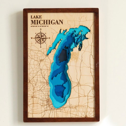 Lake Michigan Depth Map - Etsy