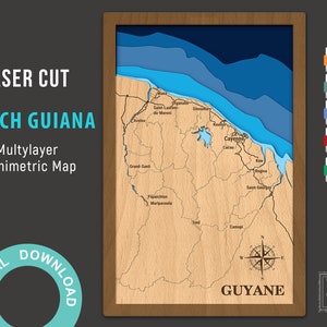 Digital File PDF, SVG, Ai - French Guiana Map, Guyane South America ...