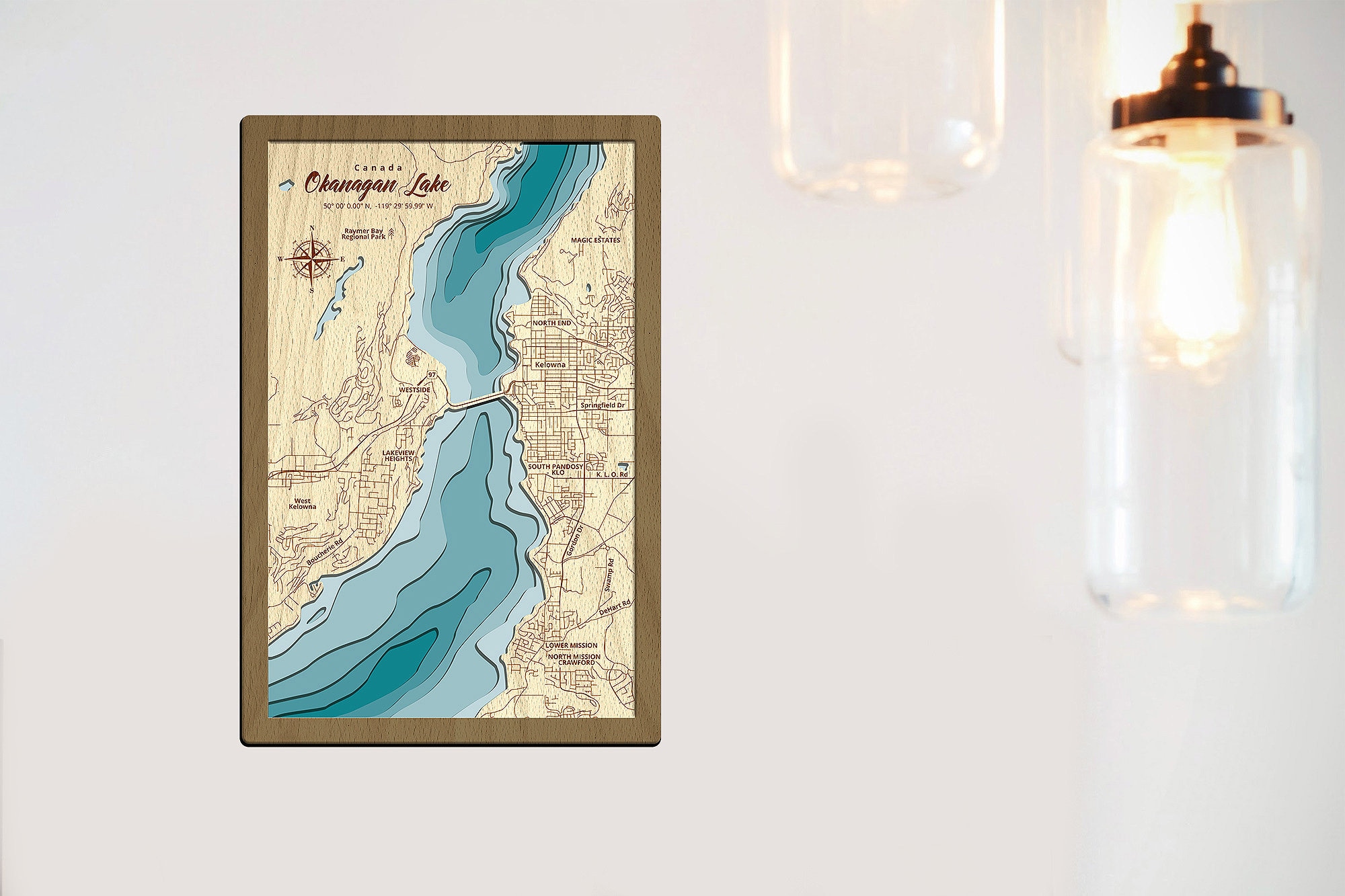 Digital File SVG, PDF - Okanagan Lake Map, Canada, Multilayer Vector ...