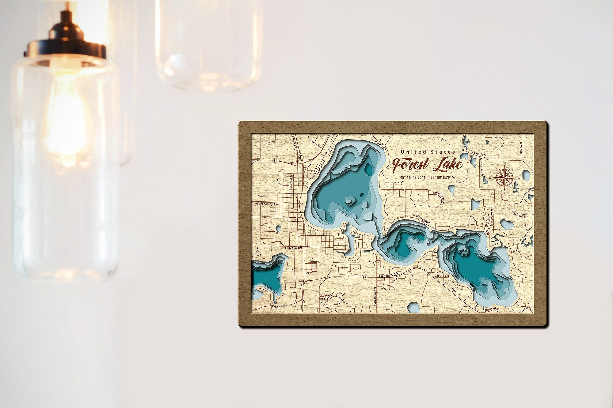 Digital File PDF, SVG, Ai - Forest Lake Map, Minnesota Bathymetric ...