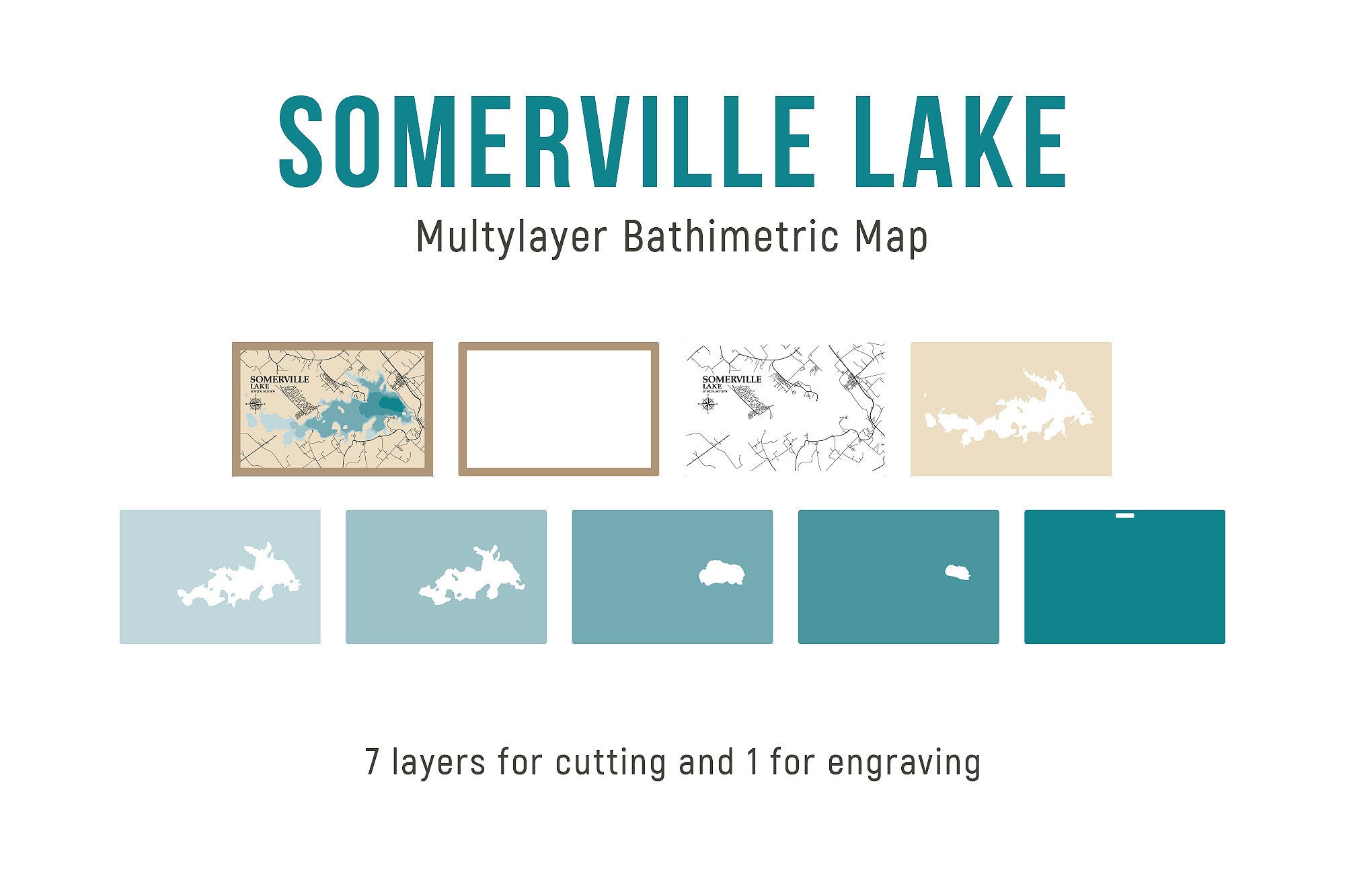 3D Laser-cut Map of Somerville Lake With Multiple Layers, Digital File ...