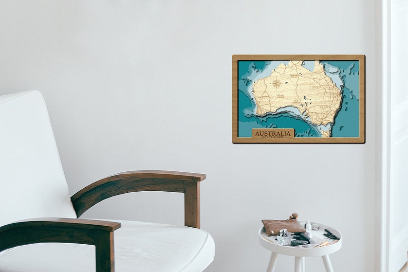 Digital File SVG, PDF - Australia Map, 3d Water Depth, Multilayer ...