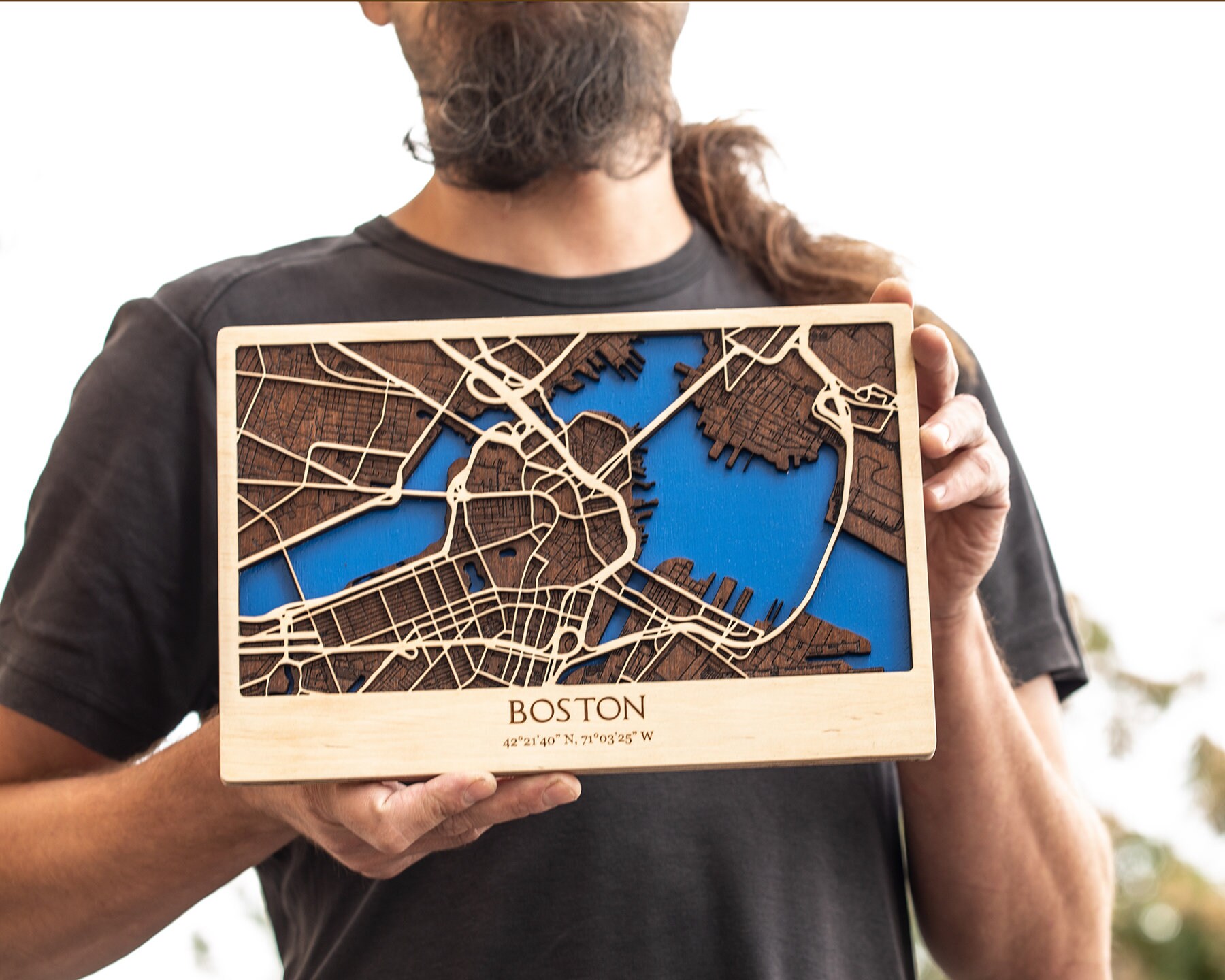 Boston Wood Map, Streets 3D Maps Travel Wall Art, 8x12 City Map, Wooden ...