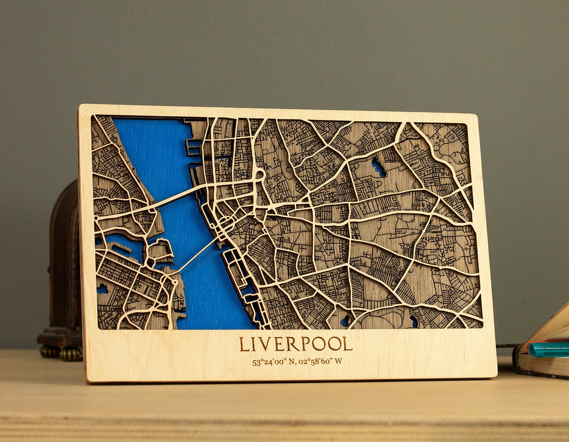 Liverpool Street Map Wood 3D City Plan Decor Laser Cut City - Etsy