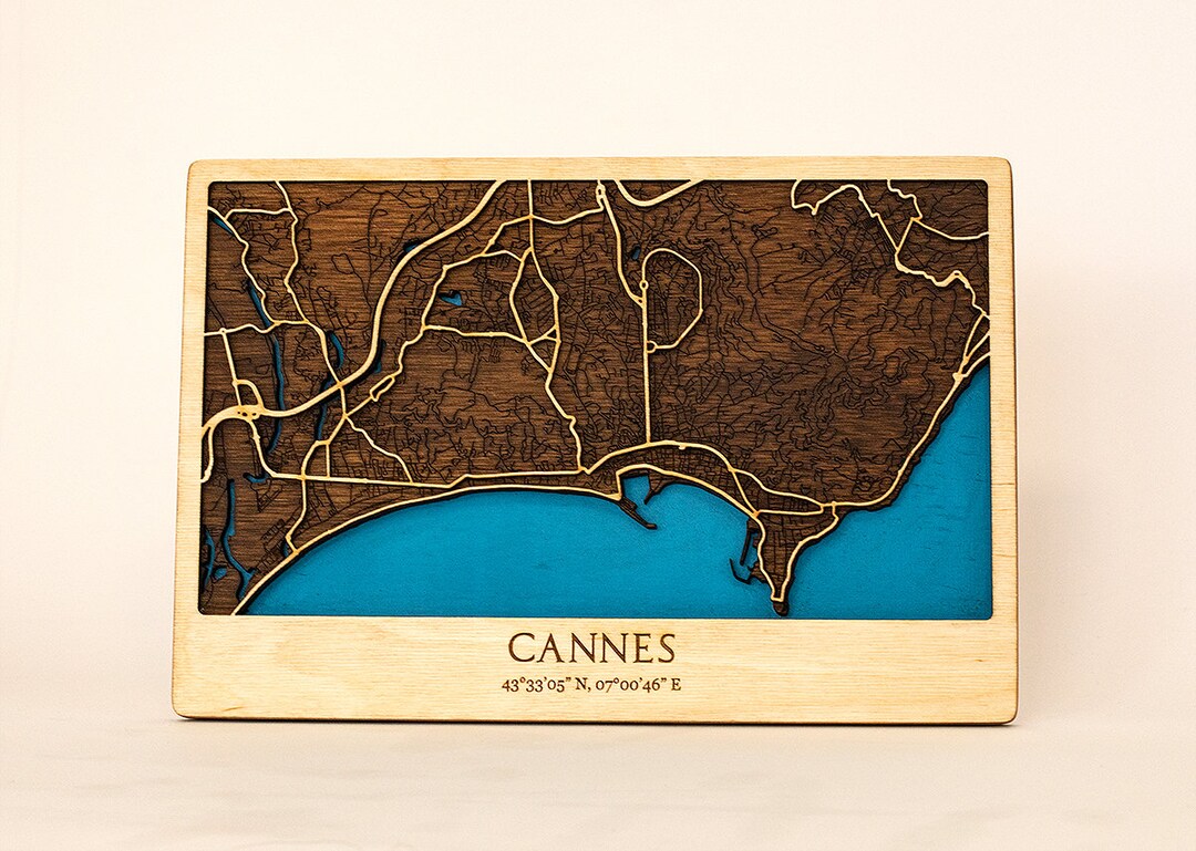 Cannes Street Wood Map, 3D City Map, Wooden Street Decor, French Map ...