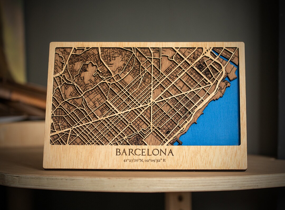 Barcelona Wooden 3D City Map | Laser Cut Wood Art - Etsy