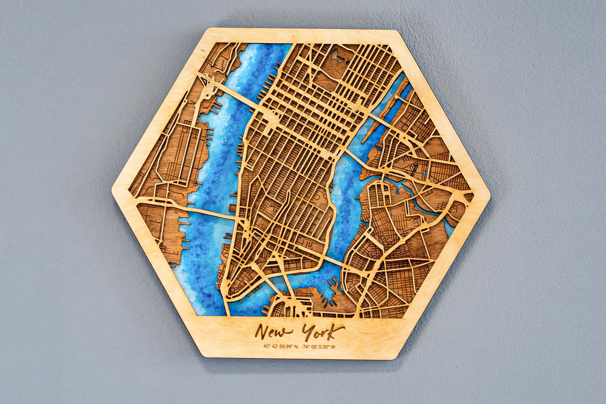 Laser Cut New York Map, Hexagon Map, 3D Hex Form, Multilayer Street Map ...