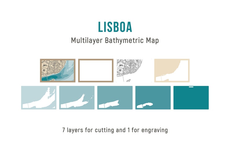 Lisboa Map Cutting Files, PDF, SVG - Lisbon Multilayer Laser Cut Design ...