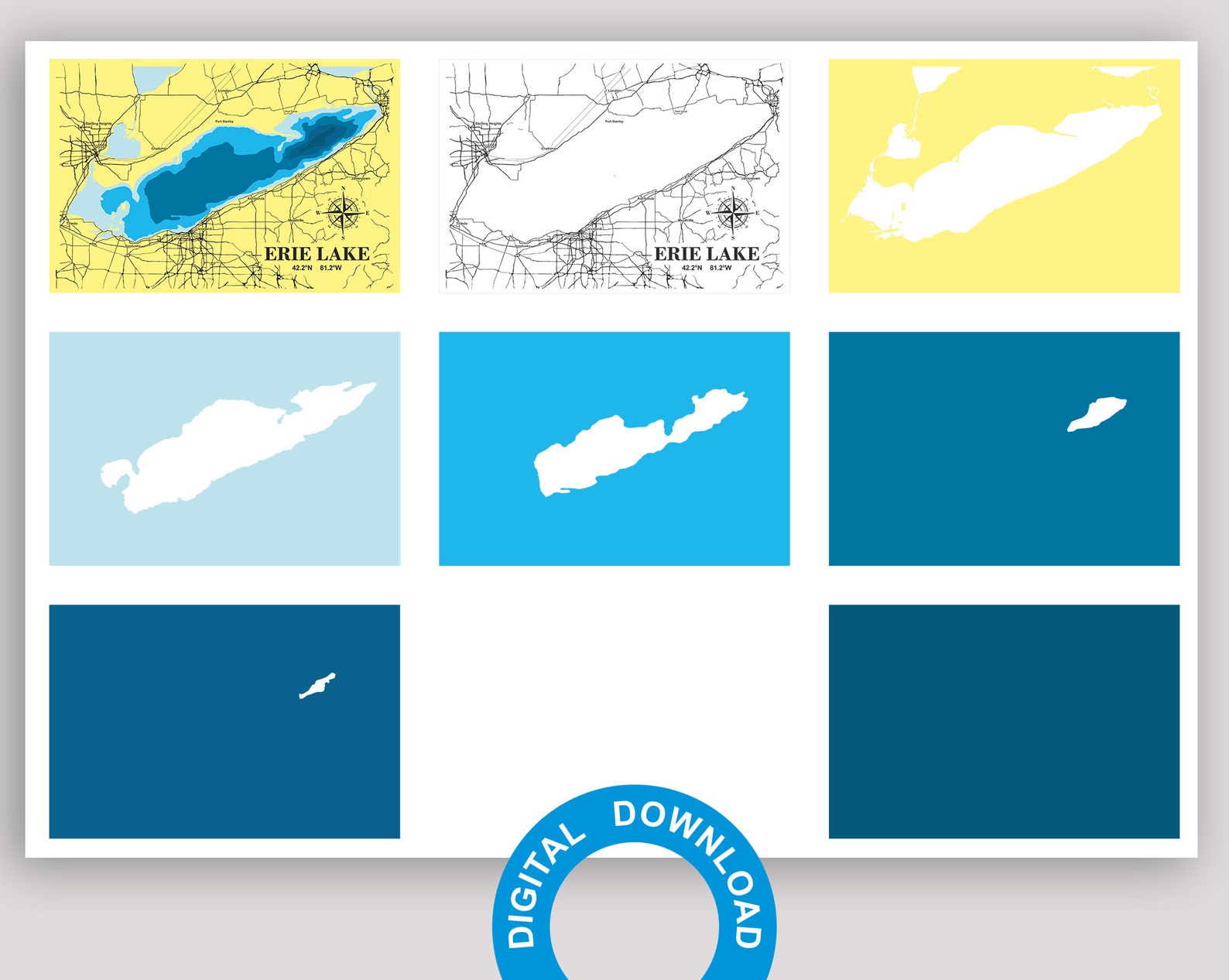 3D Laser Cut Lake Erie Bathymetric Map Digital File - PDF, AI, SVG, Cdr ...