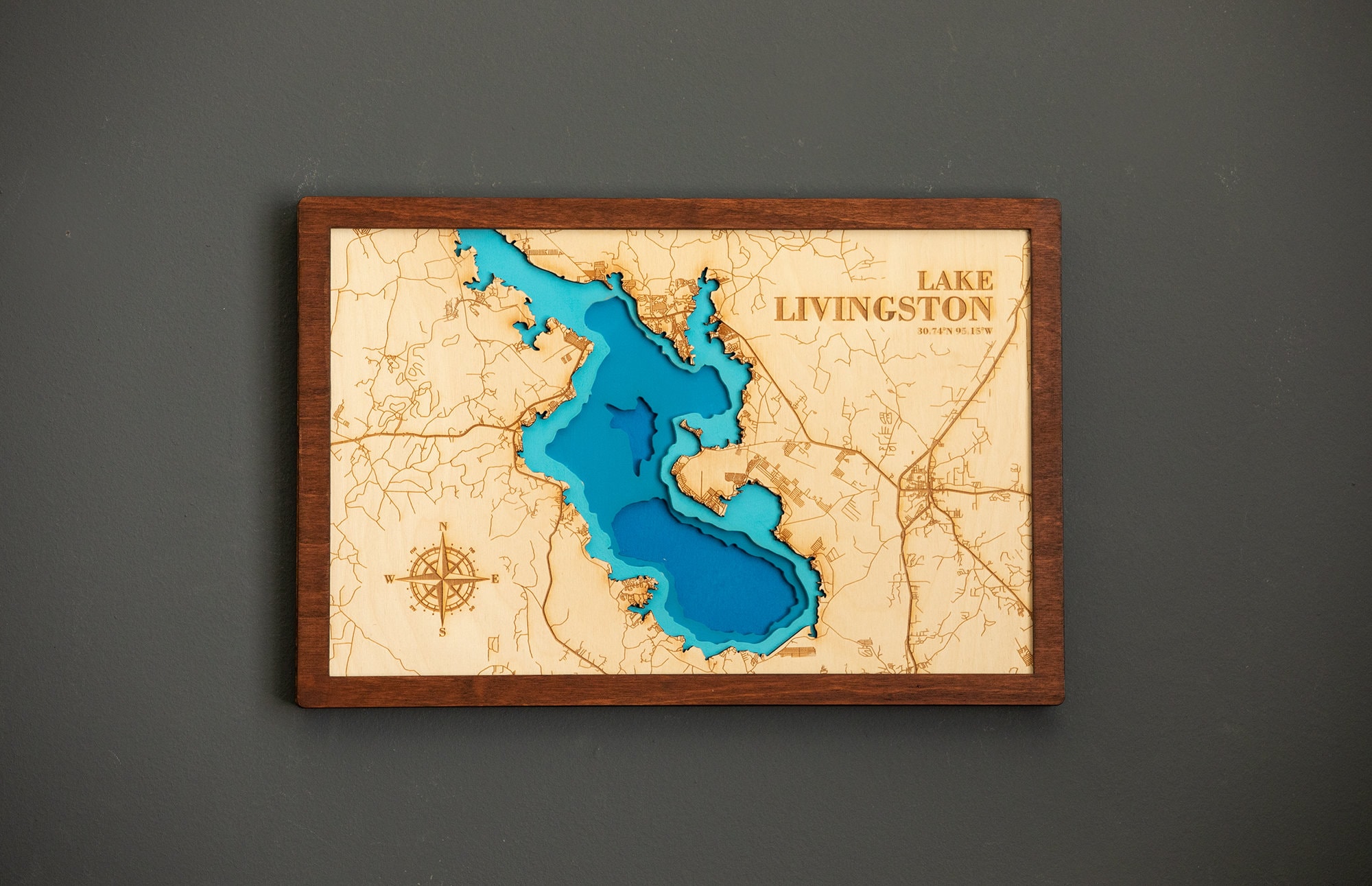 Lake Livingston 3D Wall Art, Texas Lake-multilayer Map-lake House Decor ...