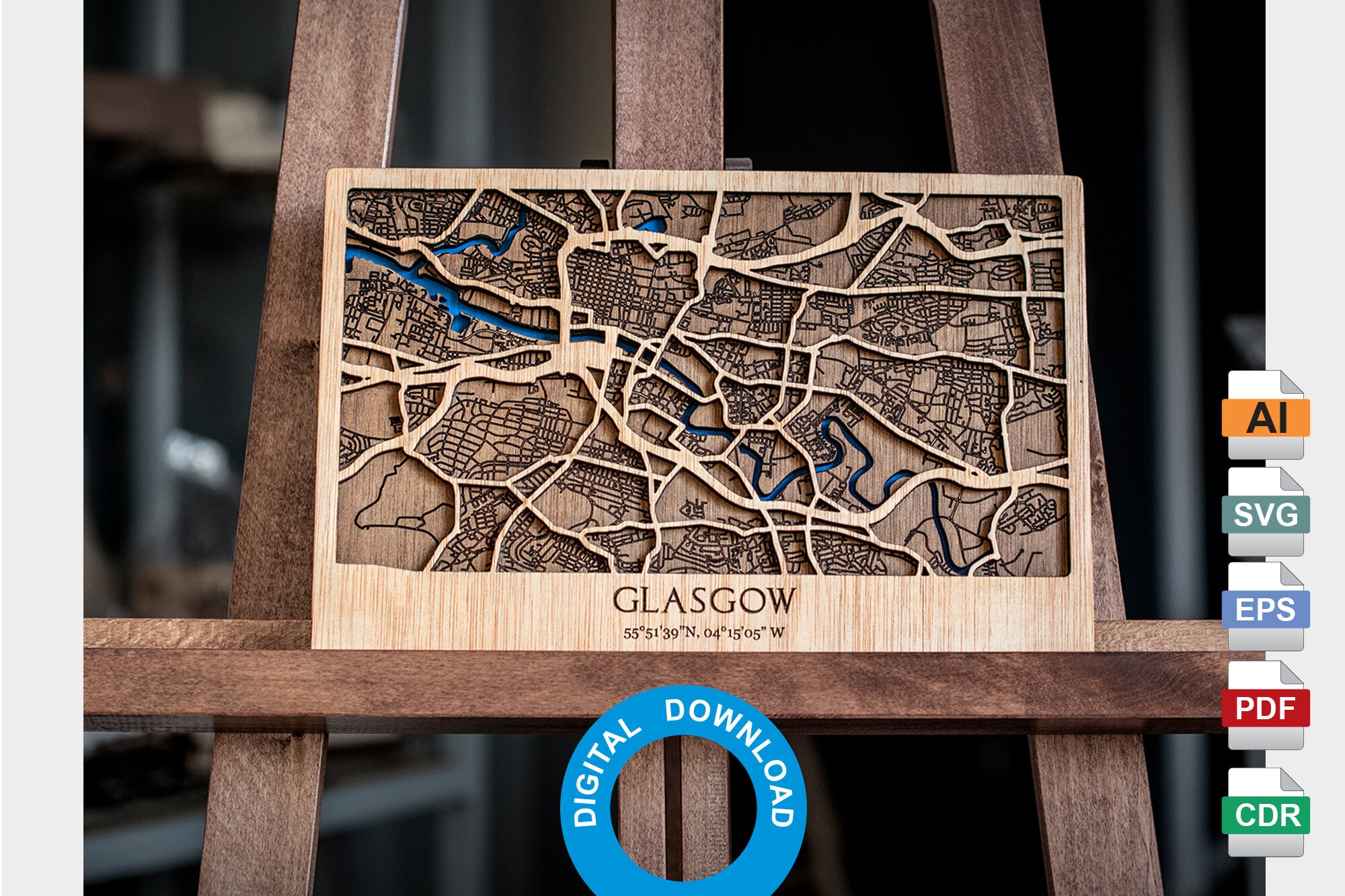 Glasgow 3D Laser Cut Map Files Multi-layer Street Map Decor - Etsy