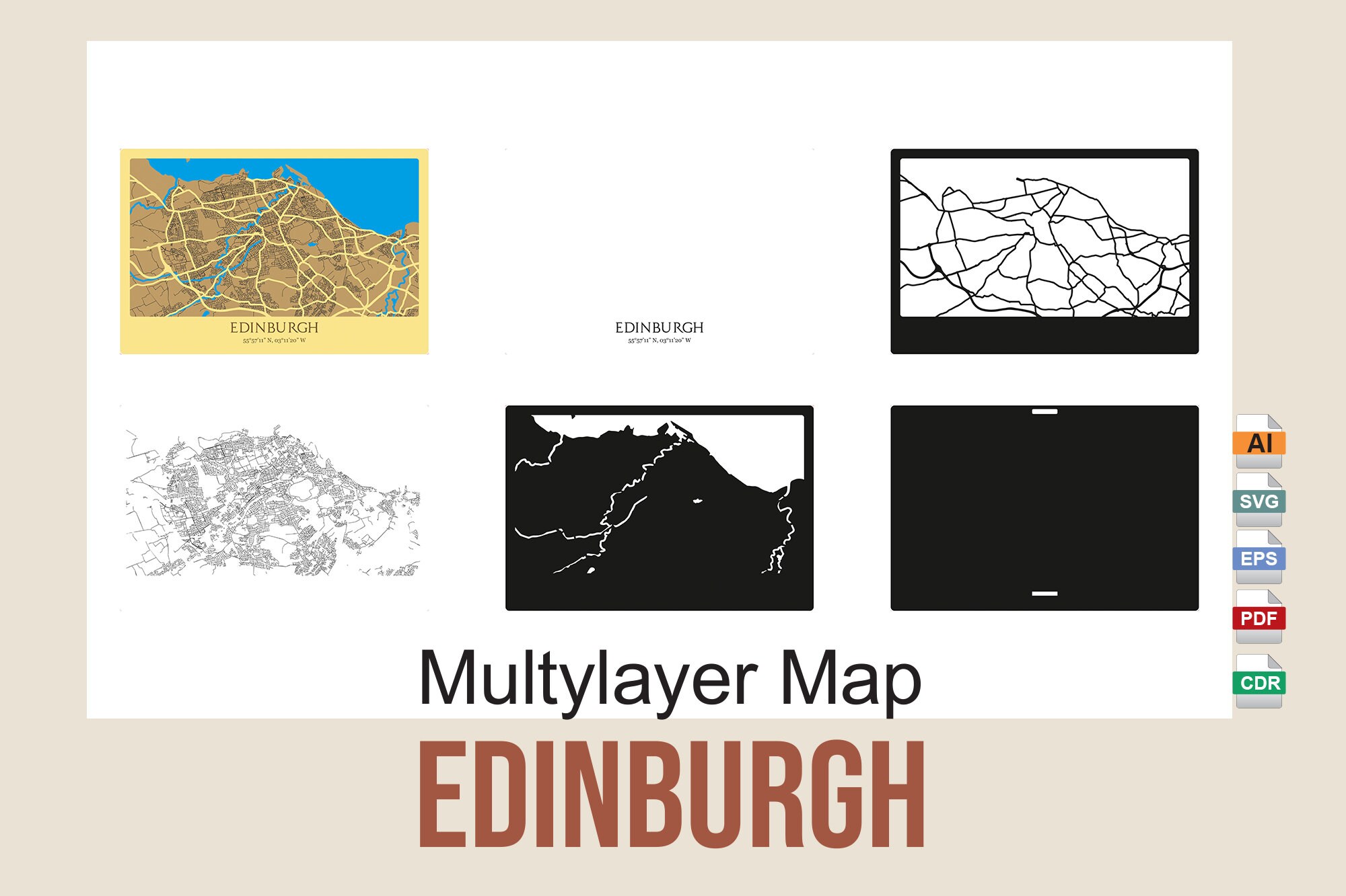 Edinburgh 3D Laser Cut Map Files - Multi-layer Street Map Decor Laser ...