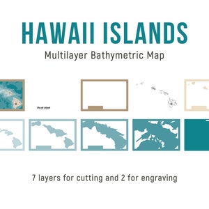 Hawaii Islands Map SVG, Laser Cut Files, Layers Depth, Multilayer ...