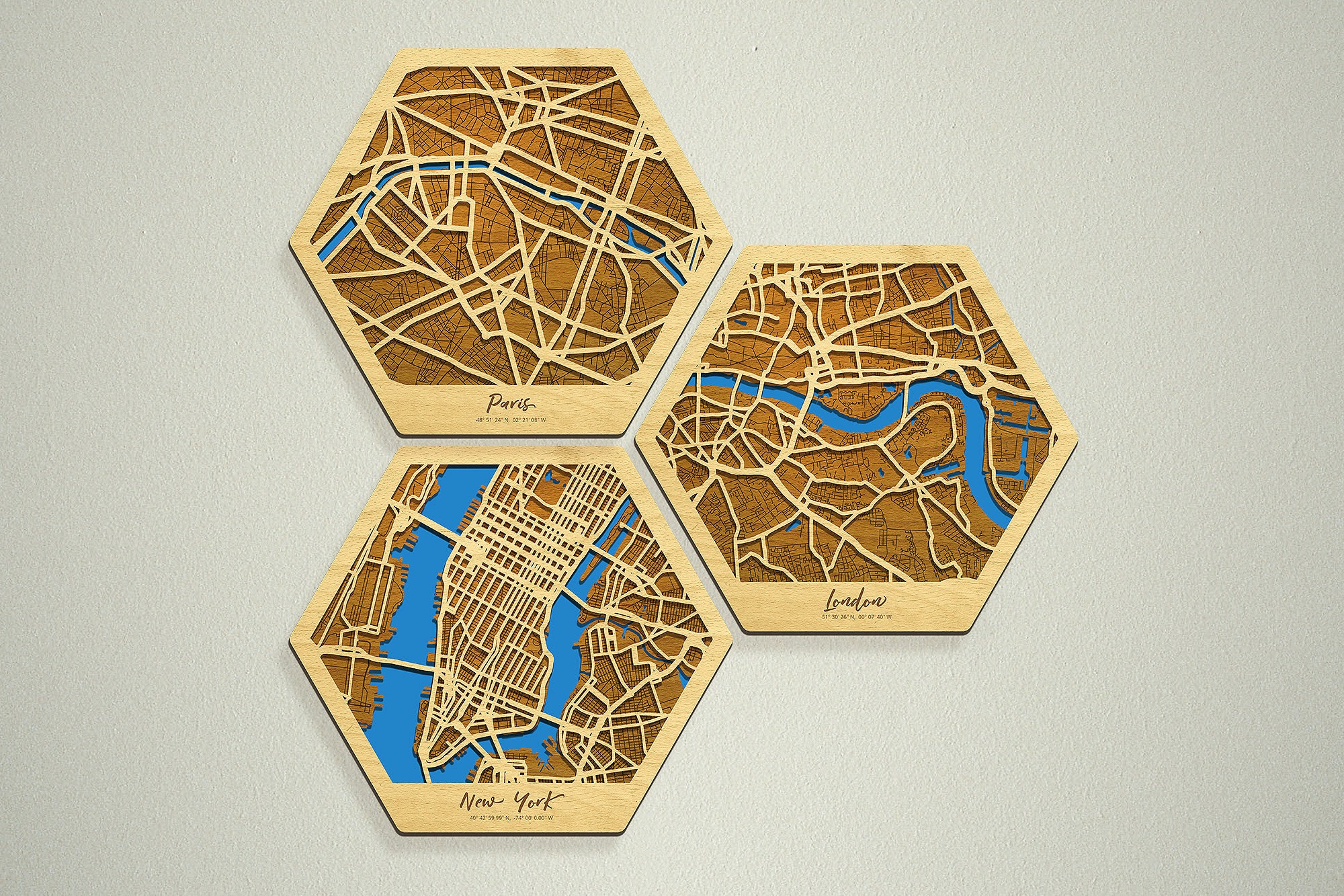 London Map SVG Laser Cut, Hexagon Map, 3D Hex Shape, Multilayer Street ...