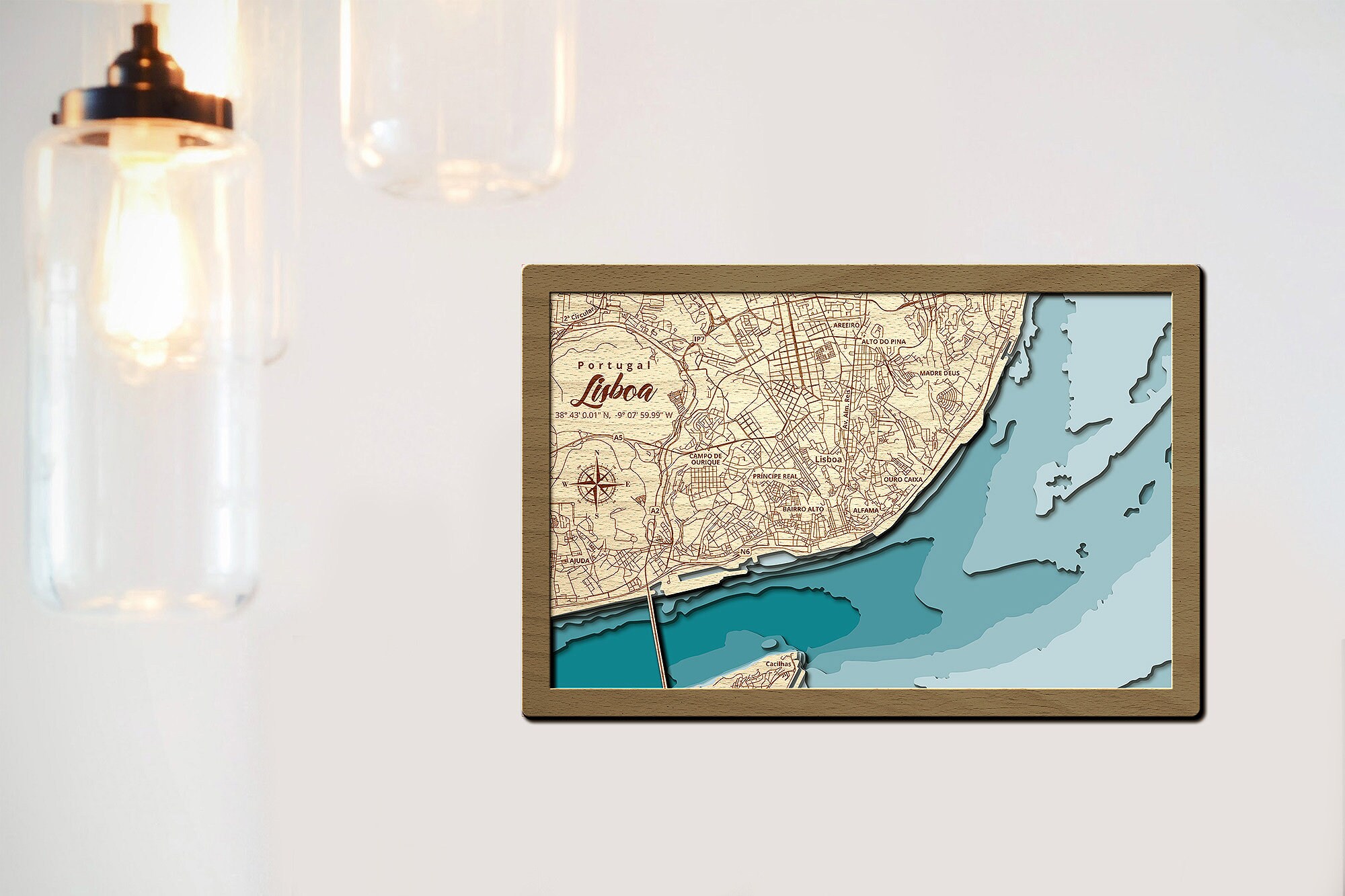 Lisboa Map Cutting Files, PDF, SVG - Lisbon Multilayer Laser Cut Design ...