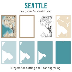 Seattle Cutting Files, PDF, AI, SVG - Wood Multilayer Laser Cut Design ...