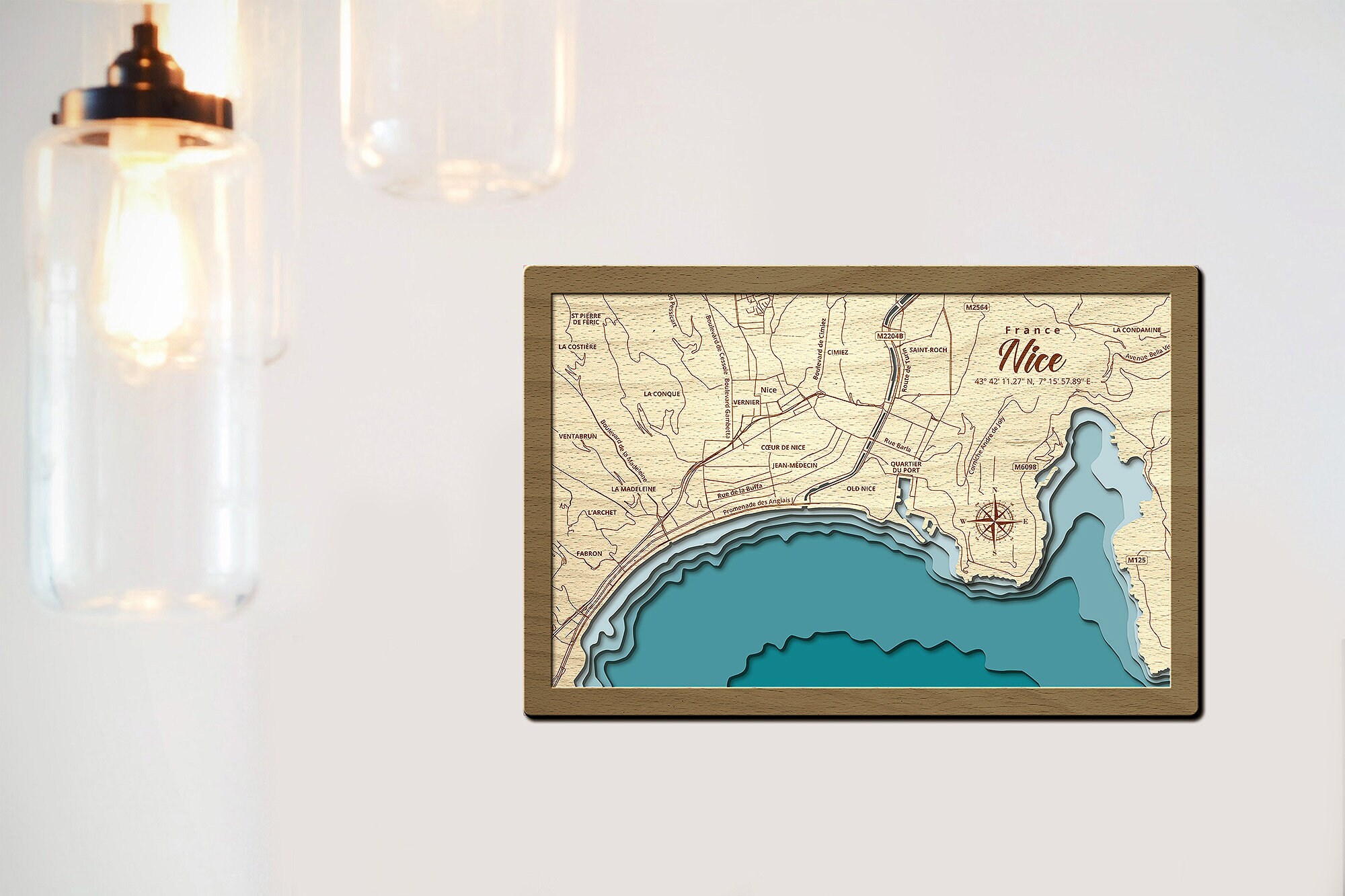 Nice France Map SVG, Laser Cut Files, SVG Multilayer Vector Map, 3d ...